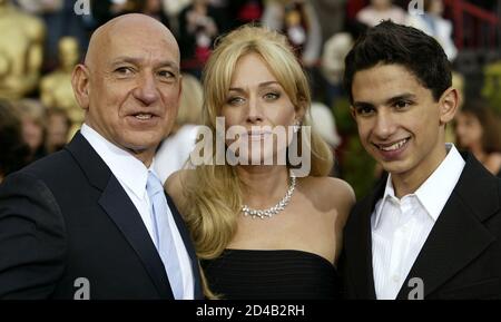Ben Kingsley and wife Alexandra Christmann arrive at the Kodak Theatre ...