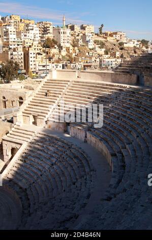The roman amphitheatre in downtown Amman, from the Amman citadel in ...