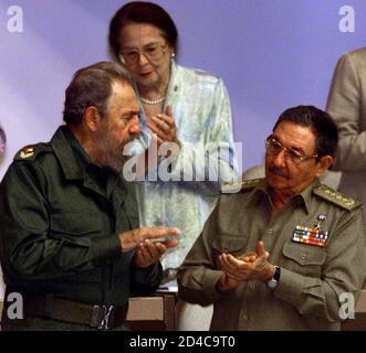 FIDEL CASTRO together with his brother RAUL CASTRO during an official ...