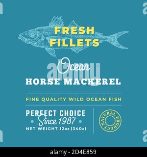 Premium Quality Horse Mackerel Vector Packaging Label Design Modern ...