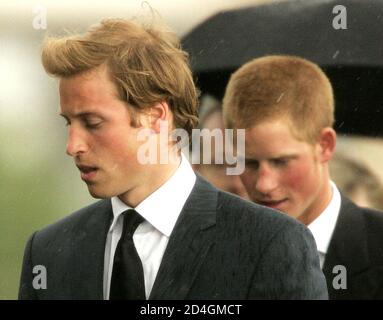 Frances Shand Kydd funeral June 2004 Prince William and Prince Harry at ...