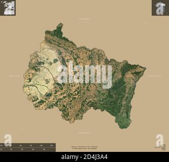 Grand Est, region of France. Solid color shape. Locations of major ...