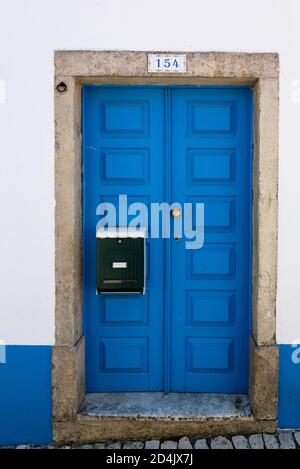 Evora, Portugal, detail of a house with traditional azulejo panels ...
