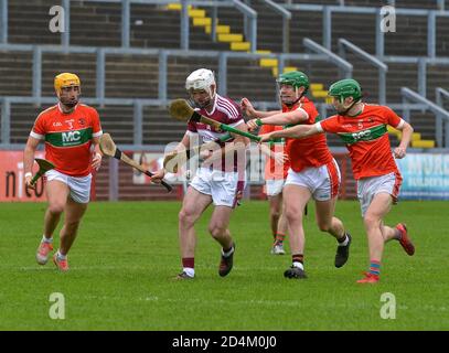 Junior gaelic football game between Derry GAA teams Faughanvale (green ...