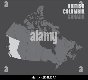 Simple map of British Columbia, province of Canada with outlines of ...