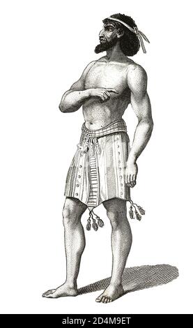 Antique engraving of Numidians costumes from Ancient Egypt ...