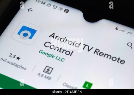 In this photo illustration, the Android TV logo is displayed on a ...