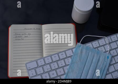 Note on a leaf, Alone with my diary and computer, Denmark, October 10 ...