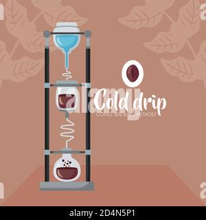 coffee brewing methods, drip coffee maker cup and dry seeds vector ...
