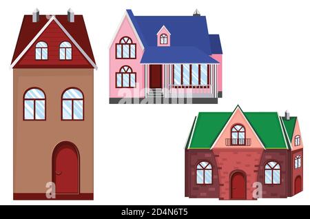 Cartoon small retro rural house design on white background Stock Vector ...
