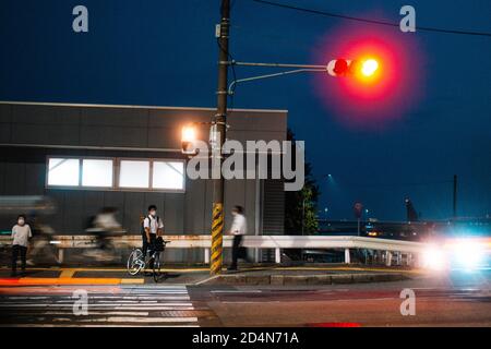 Japanese people waiting traffic signs for walk crossover traffic road ...