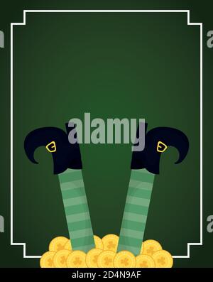 saint patricks treasure with leprechaun shoes icons Stock Vector Image ...