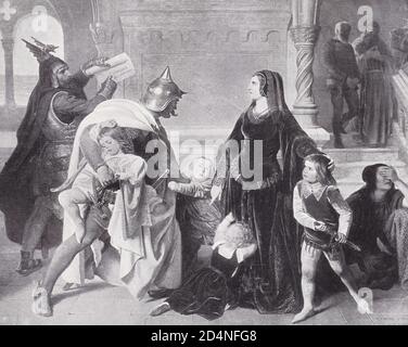 The capture, by Charles of Anjou, of King Manfred's wife Helena ...