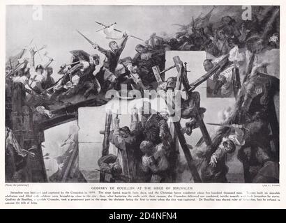 Godfrey de Bouillon at the Siege of Jerusalem in 1099 during the First ...