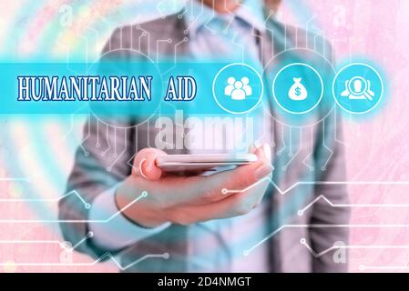 Conceptual hand writing showing Humanitarian Aid. Concept meaning ...