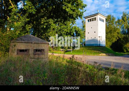 Historic German Democratic Republic (GDR, East Germany) border column ...