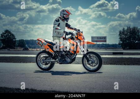 05-08-2020 Riga, Latvia: Unidentified quadrocycle rider training at ...