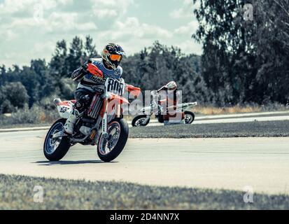 05-08-2020 Riga, Latvia: Unidentified quadrocycle rider training at ...