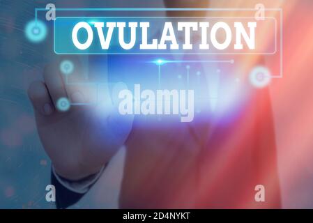 Conceptual hand writing showing Ovulation. Concept meaning the ...