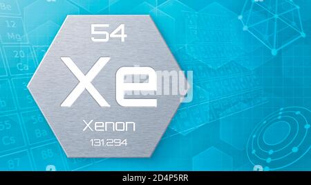 Xenon Xe chemical element. Xenon Sign with atomic number. Chemical 54 ...