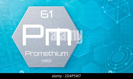 Promethium Pm chemical element. Promethium Sign with atomic number ...