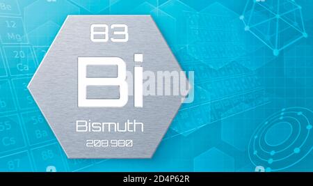 Bismuth Bi chemical element. Bismuth Sign with atomic number. Chemical ...