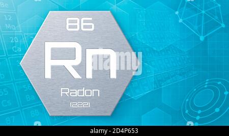 Radon Rn chemical element. Radon Sign with atomic number. Chemical 86 ...