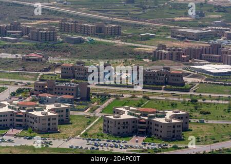 an aerial view of faisal mosque and monuments in Islamabad , the ...
