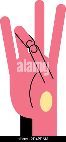seven hand sign language line style icon design of People help finger ...