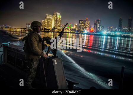 A Mark VI patrol boat assigned to Coastal Riverine Group 1, Det. Guam ...