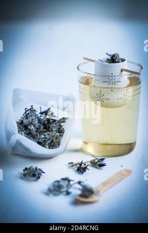 Cup borage tea (Borago officinalis), borage, dried Stock Photo - Alamy