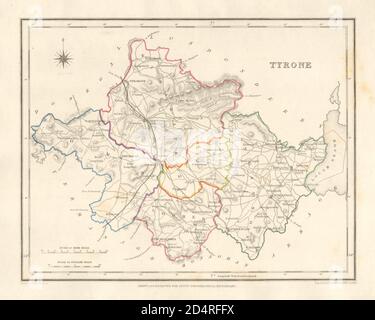 COUNTY TYRONE. Antique county map. Ulster. Northern Ireland ...