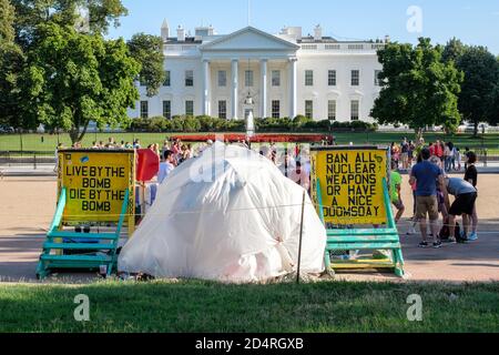 White House Peace Vigil tent is seen in Lafayatte Park across the ...