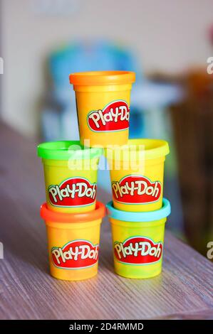 POZNAN, POLAND - Mar 08, 2016: Mix of colorful Play Doh clay in ...