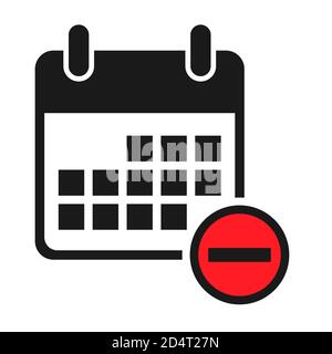 Calendar delete icon line isolated on white background. Black flat thin ...