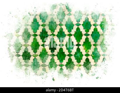 illustration or watercolor sketch. Traditional old architecture in ...