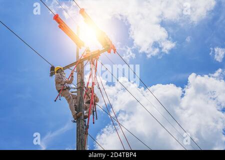 The lineman used tie stick to carve the tie wire used to wrap the ...