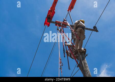 The lineman used tie stick to carve the tie wire used to wrap the ...