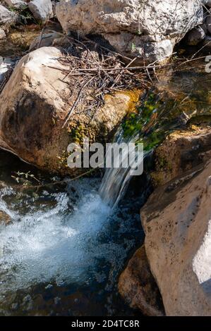 A Beatiful small cascade in a water stream(river) with stones and ...