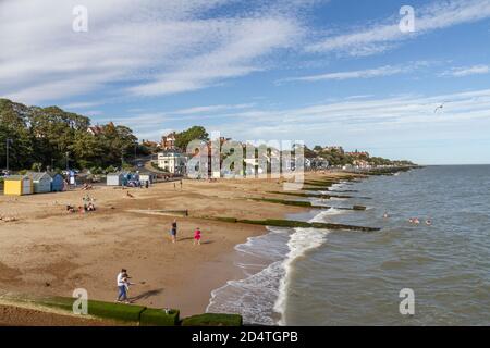 View along the beach close to the promenade at Felixstowe, Suffolk, UK ...