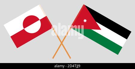 Jordan and Greenland flags for official meeting against background of ...