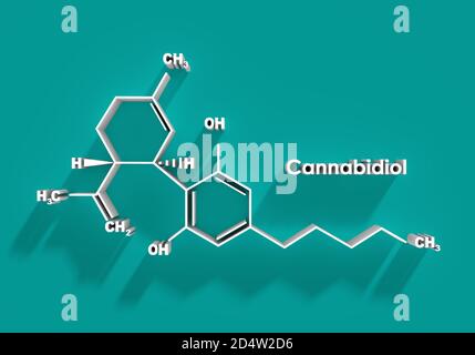 Cannabidiol (CBD) cannabis molecule. Has antipsychotic effects ...