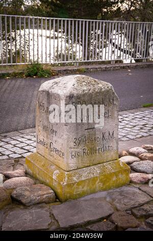 myriameter stone on the banks of the Rhine in Niederkassel-Luelsdorf ...