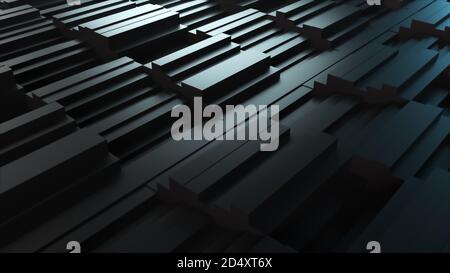 Computer generated background waves of rectangles, top view. 3D ...