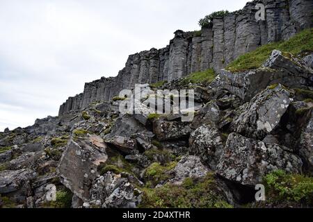 The Gerðuberg Cliffs, (Gerduberg) is a cliff of dolerite, a coarse ...
