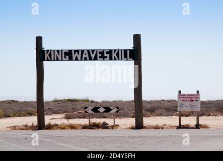 "King Waves Kill" Sign at the Blowholes, Point Quobba, north of ...