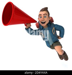 Fun illustration of a 3D cartoon backpacker Stock Photo - Alamy