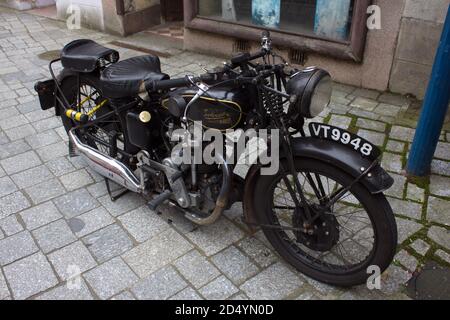 Vintage 1933 Velocette KTS 350 motorbike parked in Tulle, Correze ...