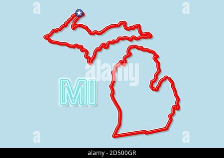 Michigan map. Blank vector map of the US State with counties. Borders ...