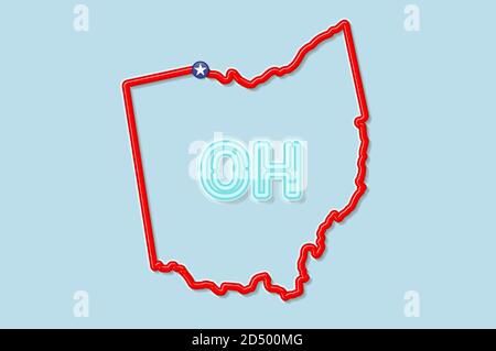 Ohio map. Blank vector map of the US State. Borders of Ohio for your ...